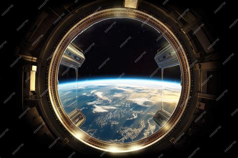 Premium AI Image | Earth view through space station window
