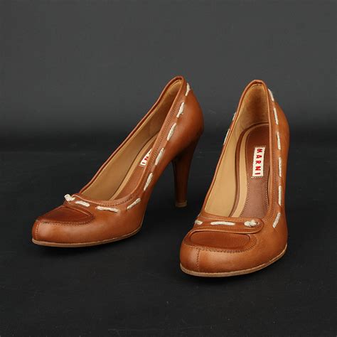 마르니슈즈 브라운 천연가죽 가보시힐 펌프스힐 하이힐 여성구두 필웨이feelway