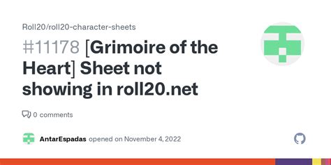 Grimoire Of The Heart Sheet Not Showing In · Issue 11178