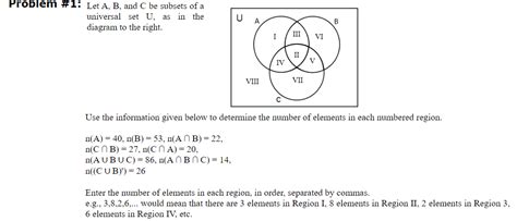 Solved Problem Let A B And C Be Subsets Of A Universal Chegg Com