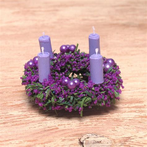 Noble Miniature Advent Wreath In Lilac For Your Dollhouse Etsy