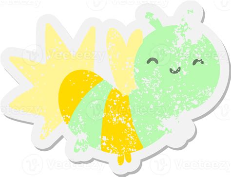 Cute Cartoon Glow Bug Grunge Sticker 45316769 Png
