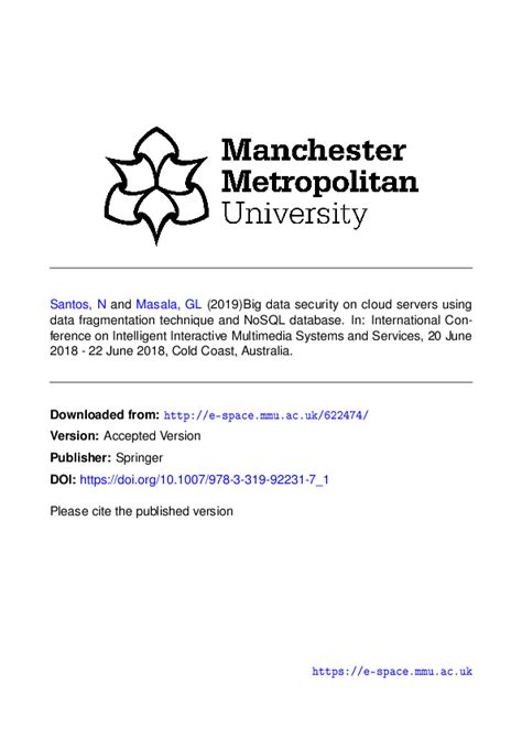 Pdf Big Data Security On Cloud Servers Using Data Fragmentation