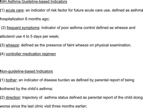 Classification Of Asthma Status Indicators According To 2007 Naepp Epr3 Download Scientific