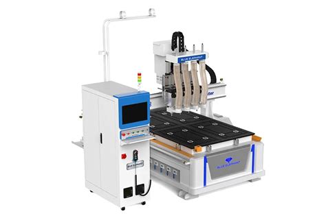 Multi Process Cnc Router With 4 Spindles And Dust Collector Blue