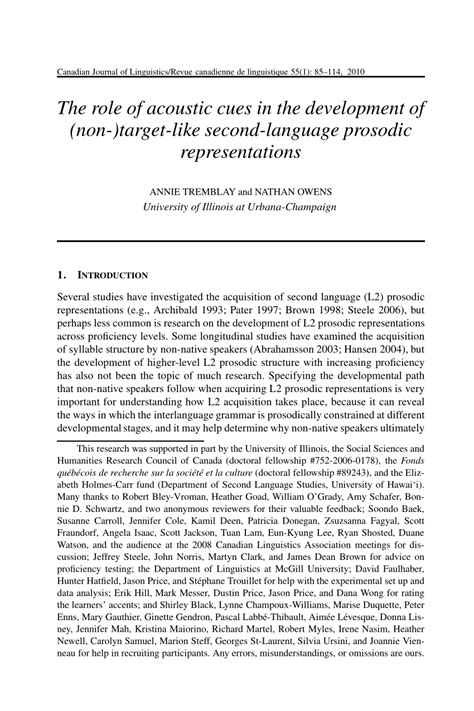 Pdf The Role Of Acoustic Cues In The Development Of Non Target