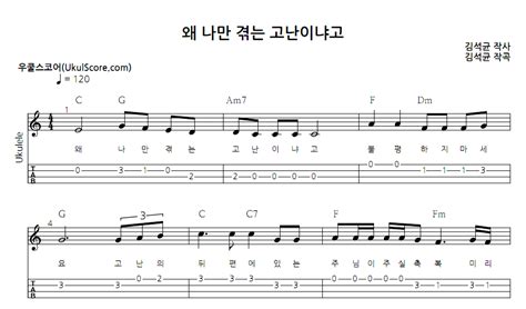 왜 나만 겪는 고난이냐고 악보 우쿨스코어