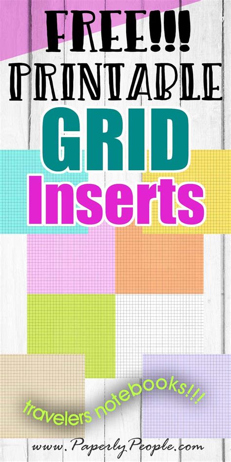 Colorful Grid Inserts For Travelers Notebooks