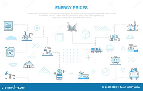 Energy Prices Concept With Icon Set Template Banner With Modern Blue Color Style Stock