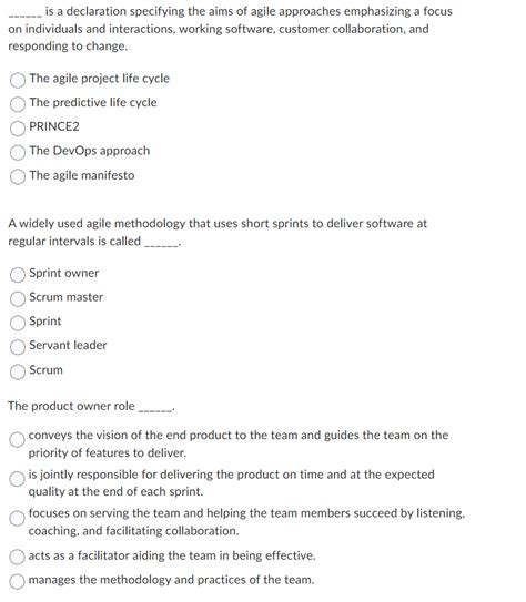 Solved Is A Declaration Specifying The Aims Of Agile