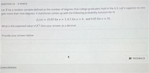 solved let n be a random variable defined as the number of