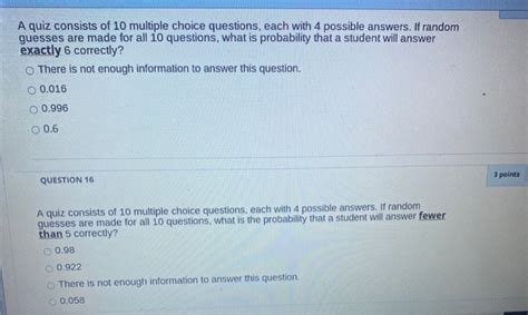 solved a quiz consists of 10 multiple choice questions each