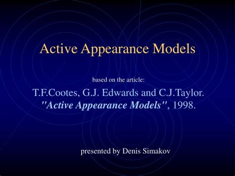 ppt active appearance models powerpoint presentation free download