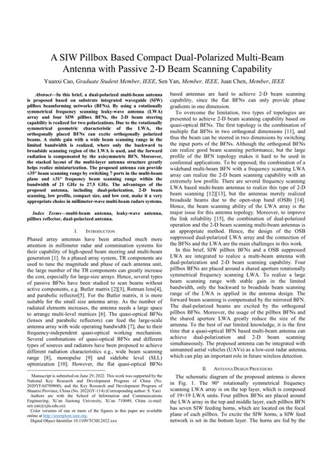 Pdf An Siw Pillbox Based Compact Dual Polarized Multibeam Antenna With Passive 2 D Beam