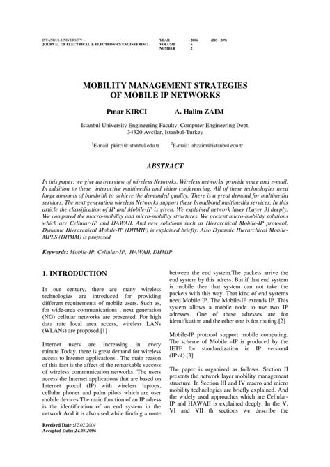 Pdf Mobility Management Strategies Of Mobile Ip Networks