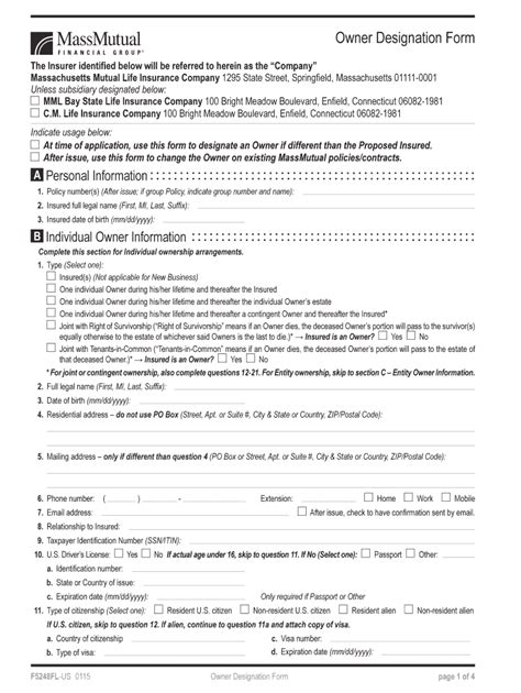 Fillable Online Owner Designation Form Florida Fax Email Print