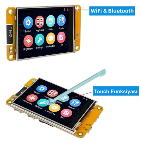 ESP x LCD TFT Touch Ekranlı Sarı IoT Dövrə Kartı Makerstore Azerbaijan