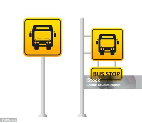 버스 설치 포스트 벡터 플랫 머티리얼 디자인 오브젝트 버스 정류장 표지판 플랫 디자인 벡터 그림 거리에 대한 스톡 벡터 아트 및