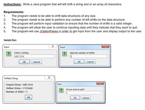 Solved Instructions Write A Java Program That Will Left Chegg Com