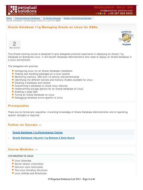 Oracle Database 11g Managing Oracle On Linux For Dbas Pdf Oracle