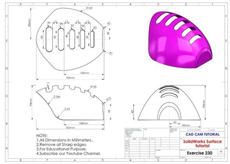 Solidworks Surface Tutorial Exercise 230 Solidworks Isometric Sketch