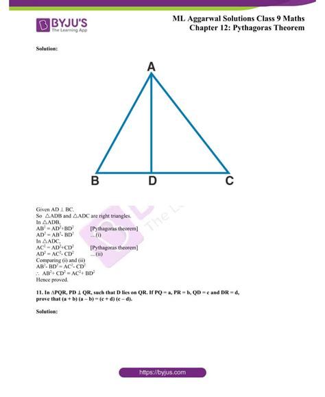 ML Aggarwal Solutions For Class Maths Chapter Pythagoras Theorem