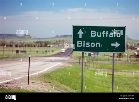 Buffalo South Dakota A Road Sign On Us Highway 85 Points To The