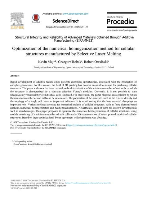 pdf optimization of the numerical homogenization method for cellular