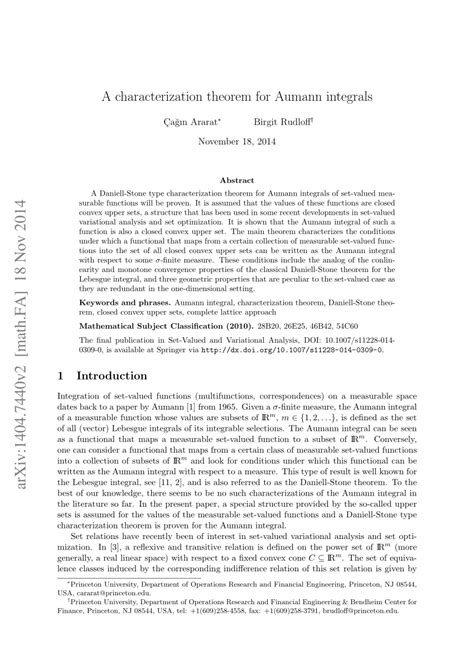 Pdf A Characterization Theorem For Aumann Integrals