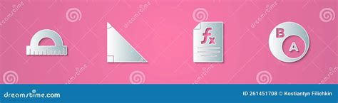 Set Paper Cut Protractor Triangle Math Function Mathematical Symbol