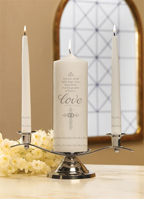 Faith Hope Love Wedding Unity Candle Set 3 Ce Cokesbury