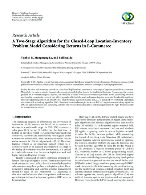 pdf research article a two stage algorithm for the closed loop