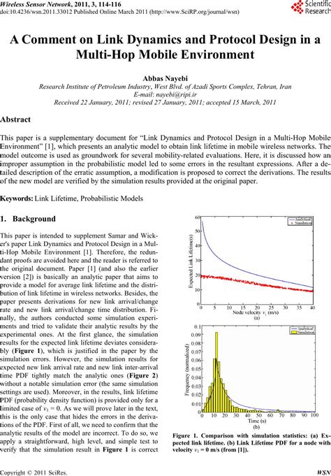 A Comment On Link Dynamics And Protocol Design In A Multi Hop Mobile Environment