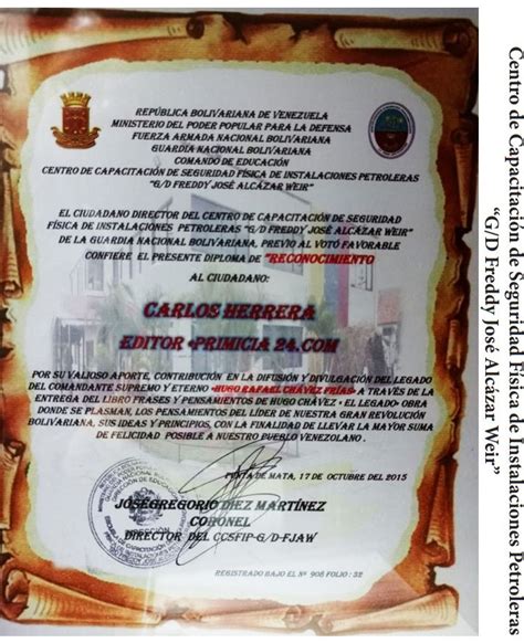 Frases Y Pensamientos “el Legado” Recibió Un Reconocimiento Del Centro