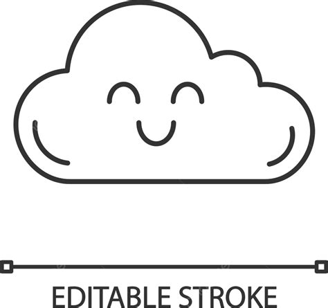 Smiling Cloud Linear Icon Emoticon Communication Flat Vector Emoticon Communication Flat