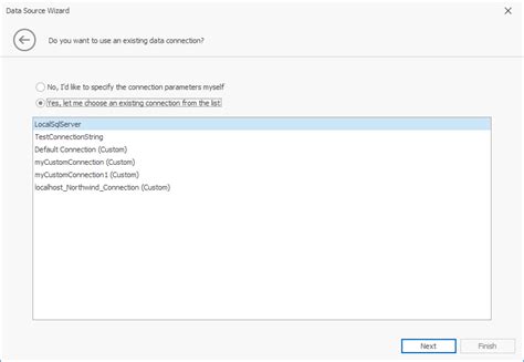 Customize Data Connections In The Data Source Wizard Winforms Net Reporting Tools