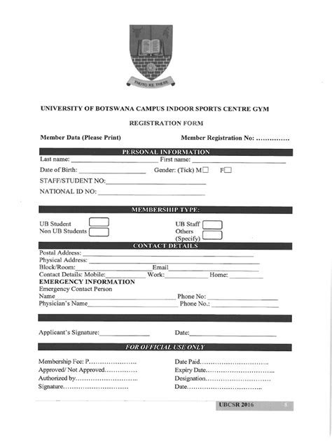 Gym Registration Form Pdf