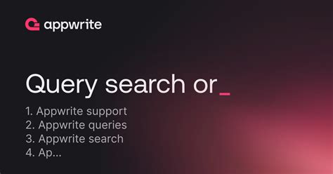 Query Search Or Threads Appwrite