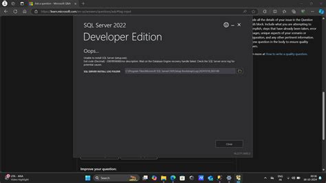 How To Fic The Error While Installing Sql Sever Developer Edition 2022
