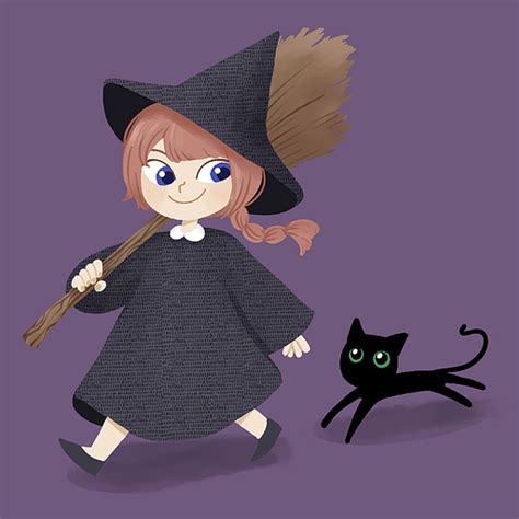 유토이미지 귀여운 할로윈 꼬마 마녀 일러스트