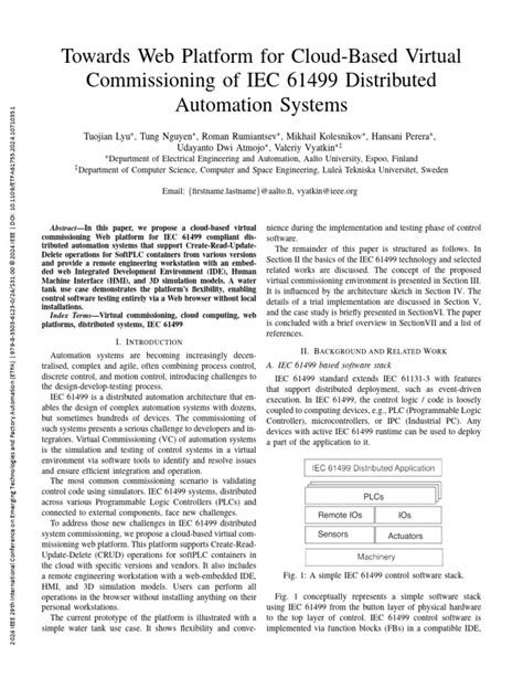 Towards Web Platform For Cloud Based Virtual Commissioning Of Iec 61499 Distributed Automation
