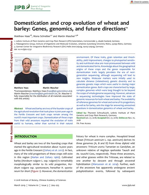 Haas Domestication And Crop Evolution Of Wheat And Barley Genes