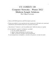 Computer Networks Midterm Sample Solutions Overview Course Hero