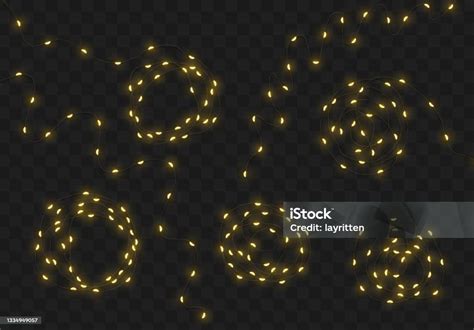 크리스마스 조명 화환 축제 디자인 요소 사실적인 개체를 축하합니다 홀리데이 Xmas 데코르 드립 이슬 Led 램프 새해 빛 효과 격리 벡터 그림입니다 0명에 대한 스톡 벡터