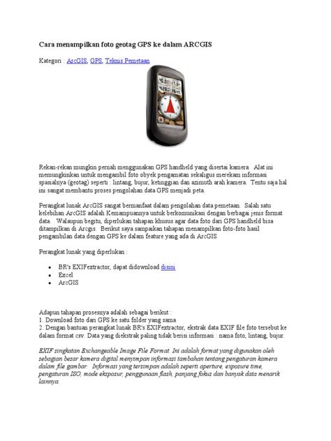 Cara Menampilkan Foto Geotag Gps Ke Dalam Arcgis Pdf