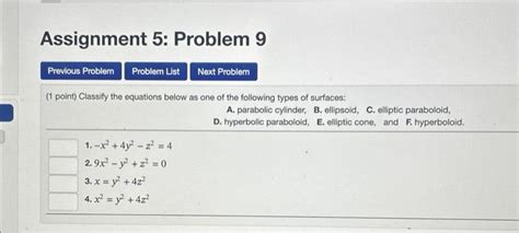 solved 1 point classify the equations below as one of the