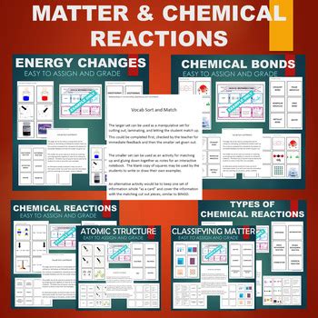 Matter & Chemical Reactions Sort and Match BUNDLE - Earth Science ...