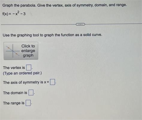 Solved Graph The Parabola Give The Vertex Axis Of Chegg