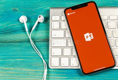 Microsoft Office Powerpoint Application Icon On Apple IPhone X Screen Close Up PowerPoint App