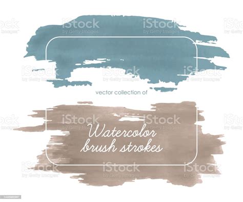 브라운 수채화 브러시 스트로크 추상적 인 손으로 그린 얼룩의 흔적 그런 지 스플래시 텍스처 블루 워터 스트로크 개체 그룹에 대한 스톡 벡터 아트 및 기타 이미지 Istock